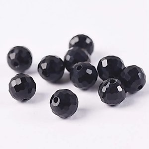 VIVP 8mm Crystal Glass Beads for Jewelry Making,Jet Black Faceted Round Glass Beads for Crafts Bracelet,Crystal Spacer Beads for Jewelry Making DIY Necklace Bracelet Earring（70pcs）