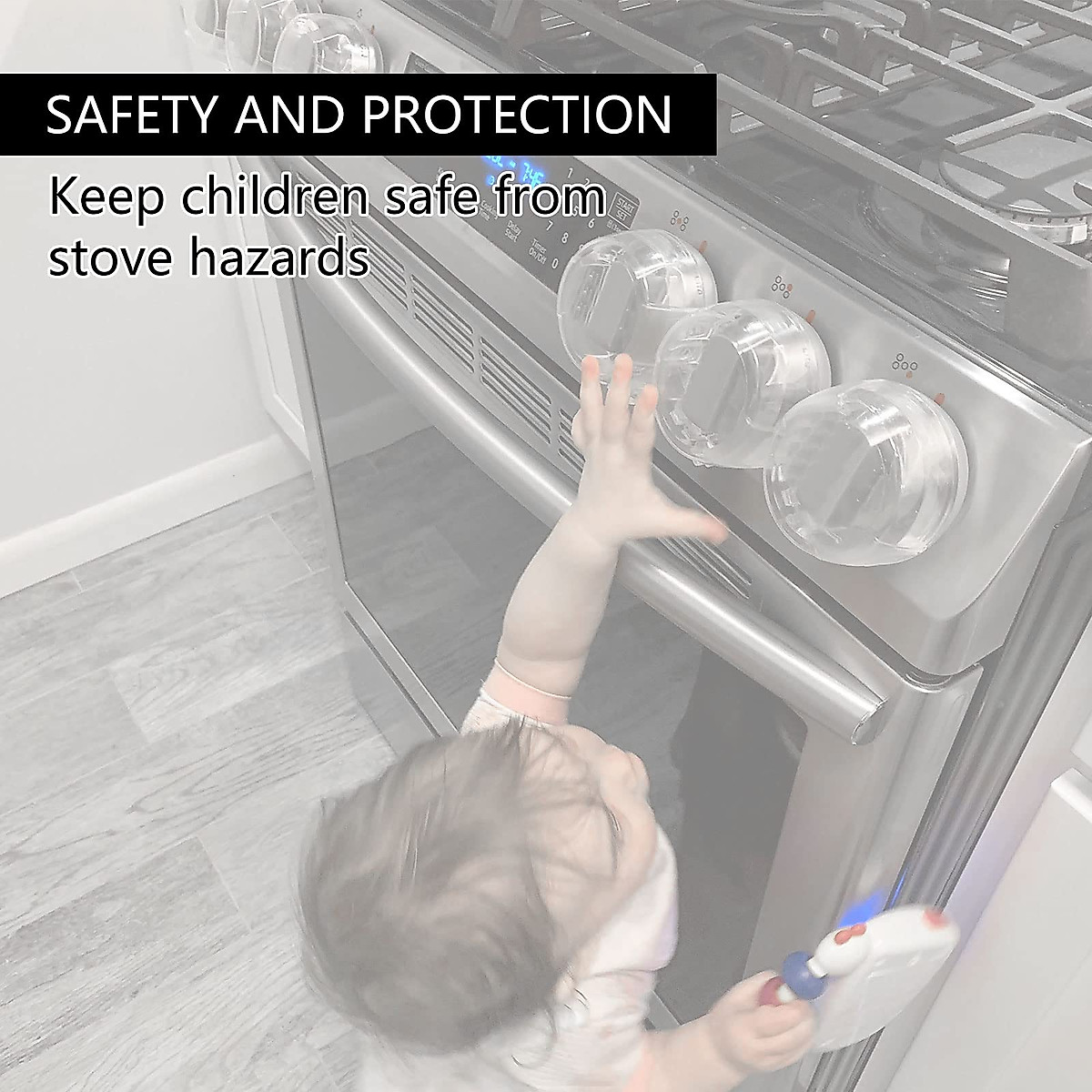 12 Pack Stove Knob Covers for Child Safety, Clear Gas Stove Knob Covers, Transparent Design Stove Guard with Lock for Childproof and Baby Stove Gas Knob Covers Gas Oven
