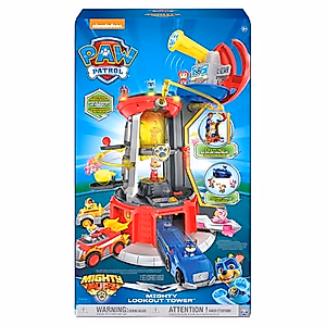 Paw Patrol, Mighty Lookout Tower with 4 Exclusive Bonus Action Figures, Toy Car, Lights and Sounds (Amazon Exclusive), Kids Toys for Ages 3 and up