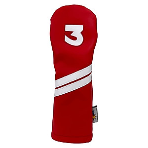 Sunfish Leather Golf Headcover Set 1-3-X Driver 3 Wood Fairway Hybrid Red and White