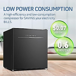 Frestec 1.7 Cu.Ft Mini Fridge with Freezer,Mini Fridge for Bedroom,Small Refrigerator,Dorm Refrigerators with Freezer,Compact Refrigerator for Office,Apartment,Dorm,Bedroom (Modern Black)
