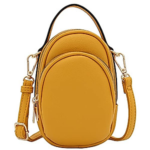 FashionPuzzle Two Compartment Phone Crossbody Mini Bag (Mustard)
