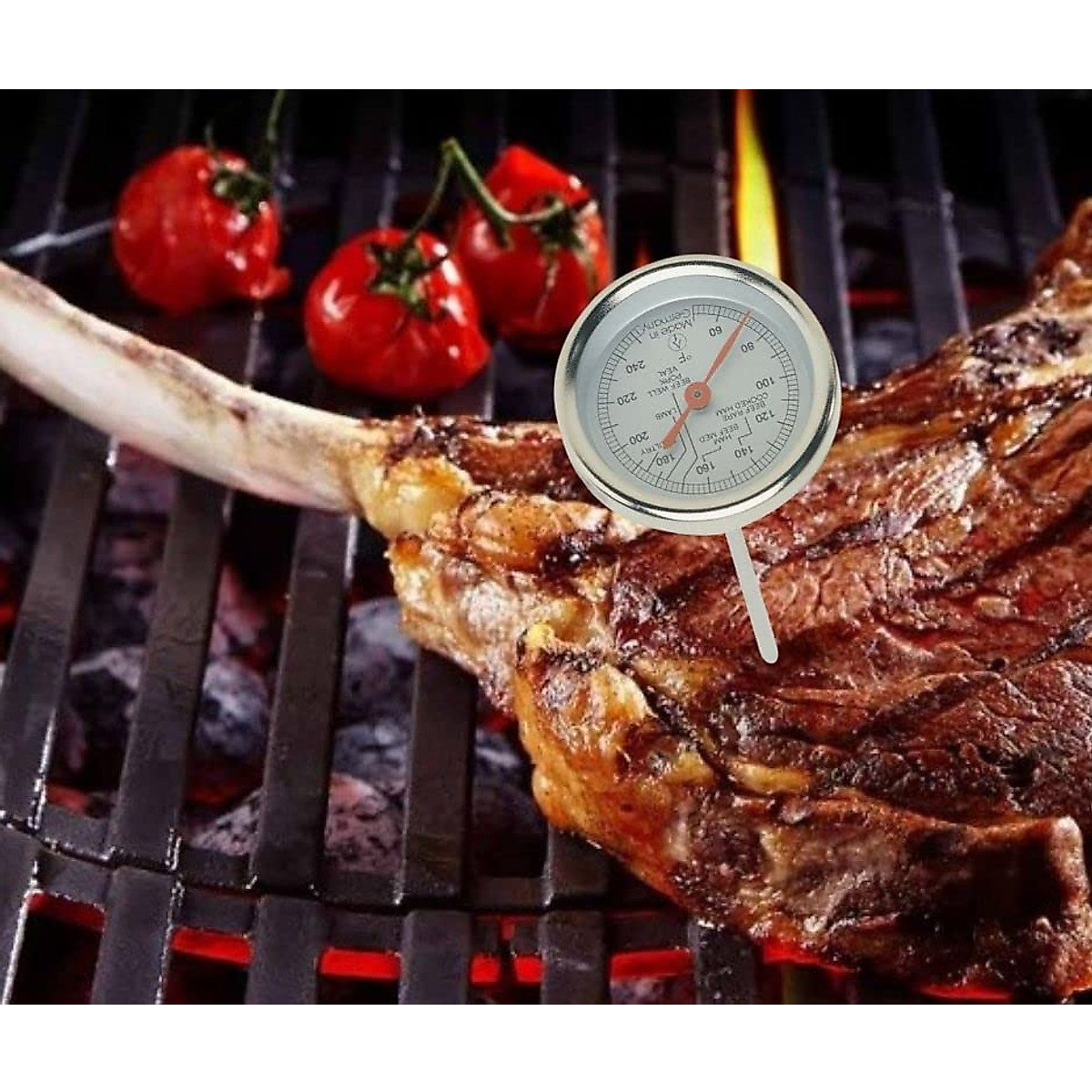 2 in Analog DIAL Meat Thermometer - 5.5 in Stainless Steel Probe Cooking Thermometer - Instant Read Food Thermometer - Candy Thermometer - Oven THERMOMETERS - Grill Thermometer - BBQ Thermometer