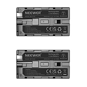 Neewer® (2Pack) 2600mAh Sony NP-F550/570/530 Replacement Battery for Sony HandyCams, Neewer Nanguang CN-160,CN-216,CN-126 Series and Other LED On-Camera Video Lights Which Using NP-F550