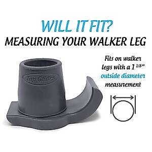 Deal: 2 Pairs Top Glides DuraSki Heavy Duty Walker Ski Glides for 1 1/8 Inch Tubes (Gray)