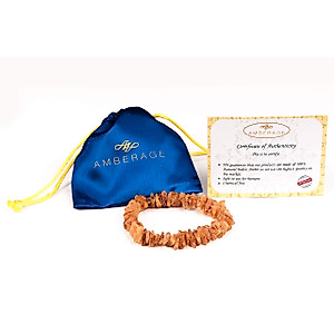 AMBERAGE Natural Baltic Amber Bracelet for Adults (Women/Men) - Hand Made from Raw/Certified Baltic Amber Beads