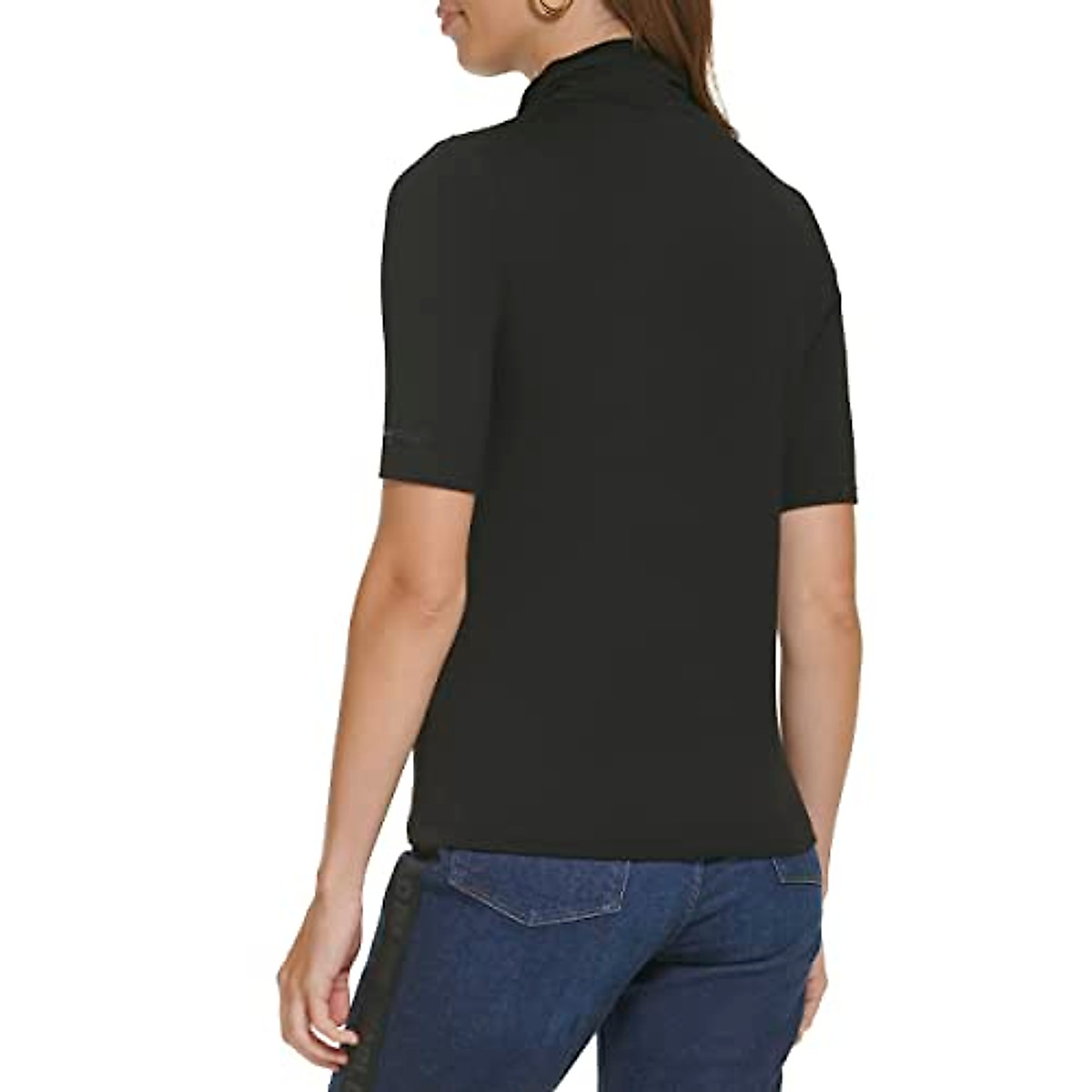 KARL LAGERFELD PARIS Women's Everyday 3/4 Sleeve Knit Top, Black, Large