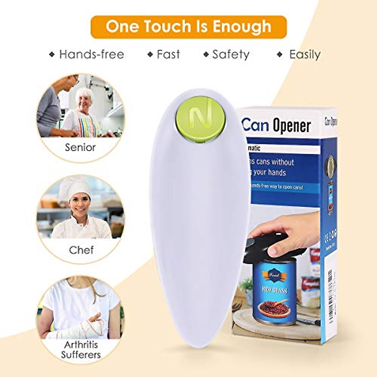 Procan Electric Can Opener, Restaurant can Opener, Smooth Edge Automatic Electric Can Opener! Chef's Best Choice, Best Kitchen Gadget for Arthritis, White
