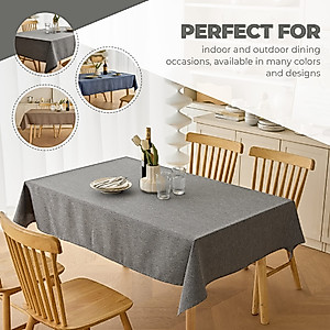 Decorelia Wrinkle-Free Oblong Table Cloth Decoration for Birthday, Waterproof Outdoor Picnic Linen Table Covers for Camping, Party, and Wedding (Rectangle, 60 x 104 Inch (8-10 Seats), Dark Grey)