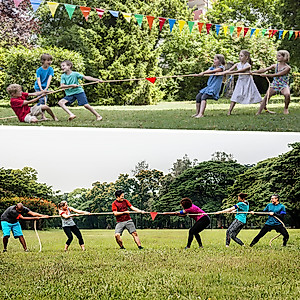 Tug of War Rope for Kids and Adults, Natural Twisted Cotton Rope, Outdoor Games Set Perfect for Carnival Team Building Activities, Field Day Family Reunion Birthday Party Game, Outside Yard Lawn Games