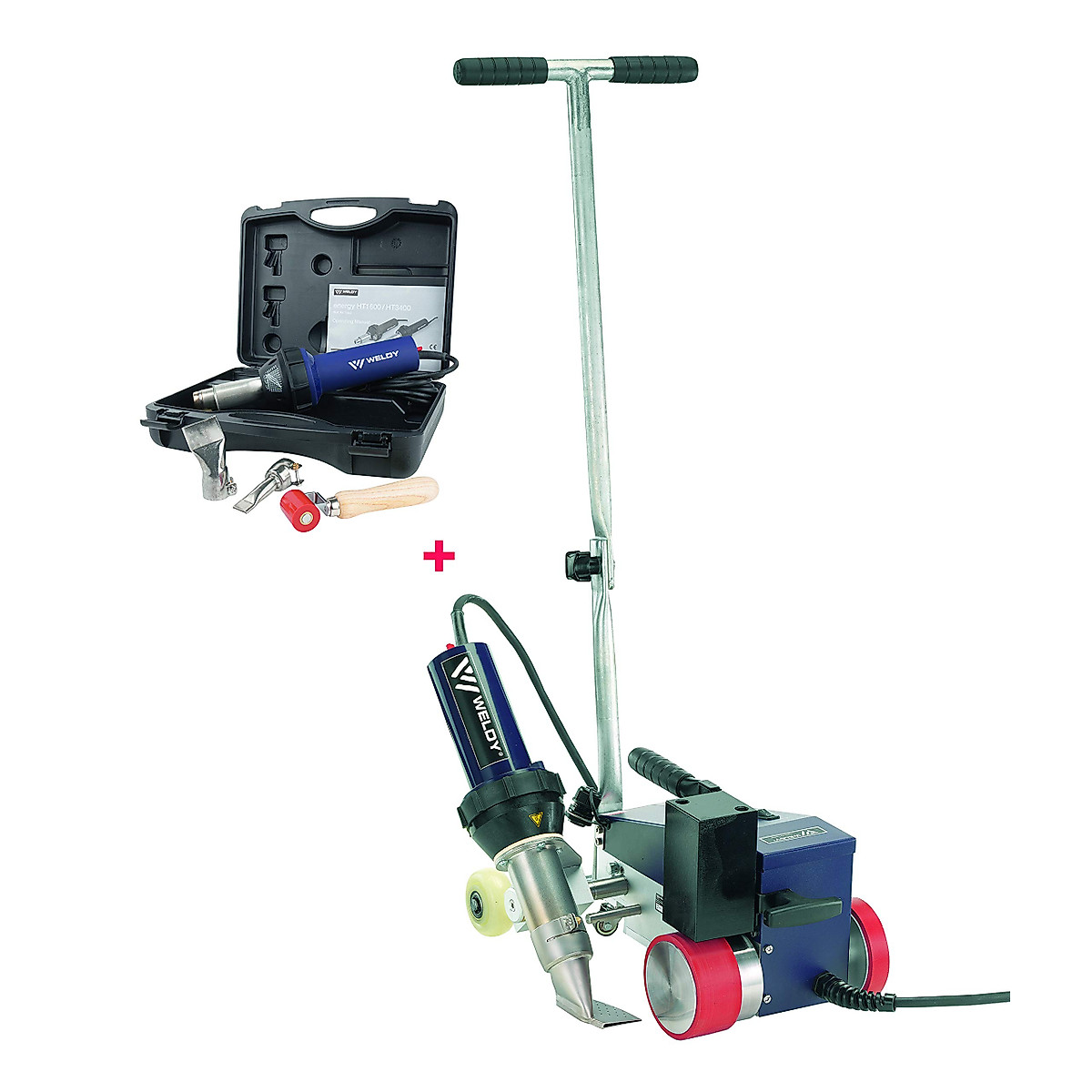 AC220V Roofer RW3400 Automatic Roofing Plastic Hot Air Welder with 40mm Overlap Nozzle for Welding Roofing TPO PVC Membrane with Free Hot Air Gun Kit (230V Roofer Welder+120V Hot air Gun Kit)