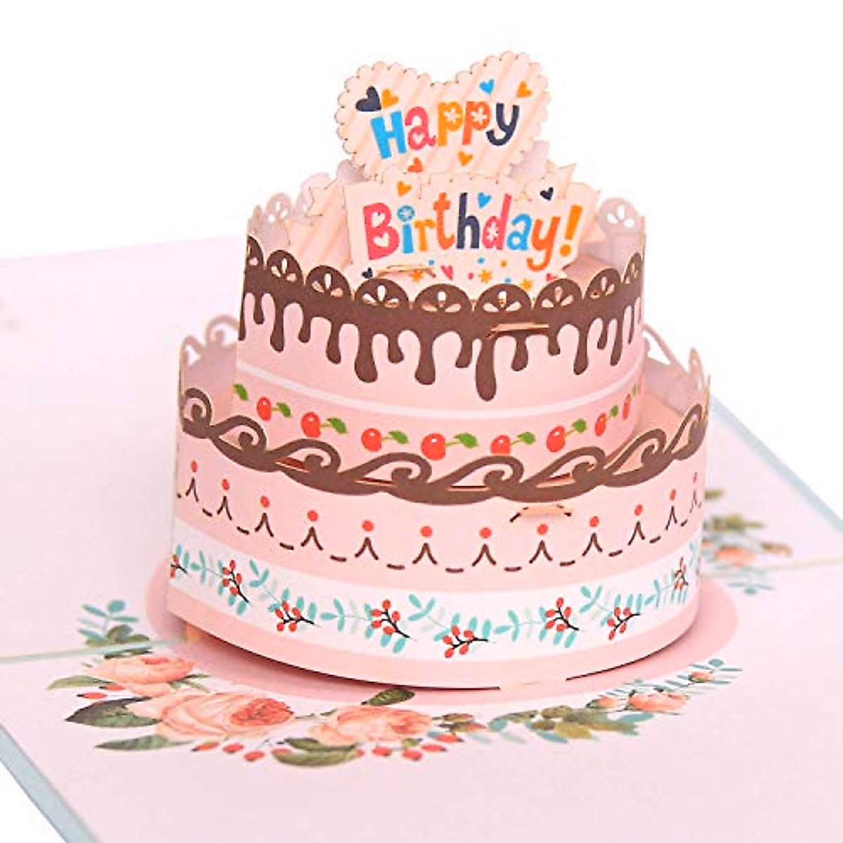 Birthday Pop Up Card with World's Best Birthday Cake Design, 1st Birthday Card, 3D Cake Pop Up, Come in Shining Envelope - Perfect Present for Girl, Friends, Lovers, Women on Any Occasion