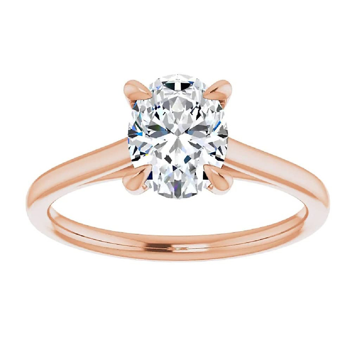 18K Solid Rose Gold Handmade Engagement Ring 2.00 CT Oval Cut Moissanite Diamond Solitaire Wedding/Bridal Ring Set for Women/Her, Perfect Ring Gift for Her