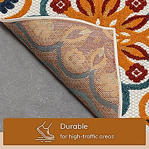 Well Woven Dorado Devotion Beige Modern Floral 5'3" x 7'3" High-Low Indoor/Outdoor Area Rug