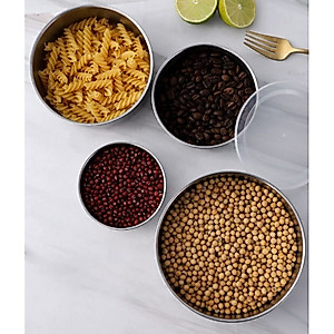 ALOEU Stainless Steel Food Storage Lunch Box Bowls with Lids - Modern, Stackable, Dishwasher Safe - 5 Pack (10cm, 12cm, 14cm, 16cm, 18cm) - FOOD STORAGE CONTAINER