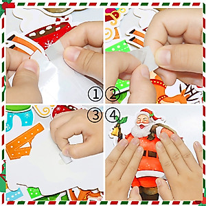 48PCS Merry Christmas Cut-Outs Christmas Theme Penguin Snowman Sleigh Santa Claus Gingerbread Cutouts with Glue Point Dots for Winter Holiday Classroom School Bulletin Board Christmas Party Decoration