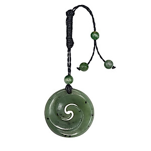 81stgeneration Women's Men's Carved Nephrite Jade Greenstone Maori Double Koru Pendant Necklace