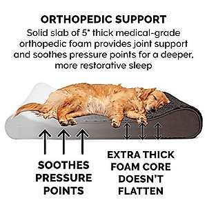 Furhaven Orthopedic Dog Bed for Large Dogs w/ Removable Washable Cover, For Dogs Up to 75 lbs - Ultra Plush Faux Fur & Suede Luxe Lounger Contour Mattress - Chocolate, Jumbo/XL