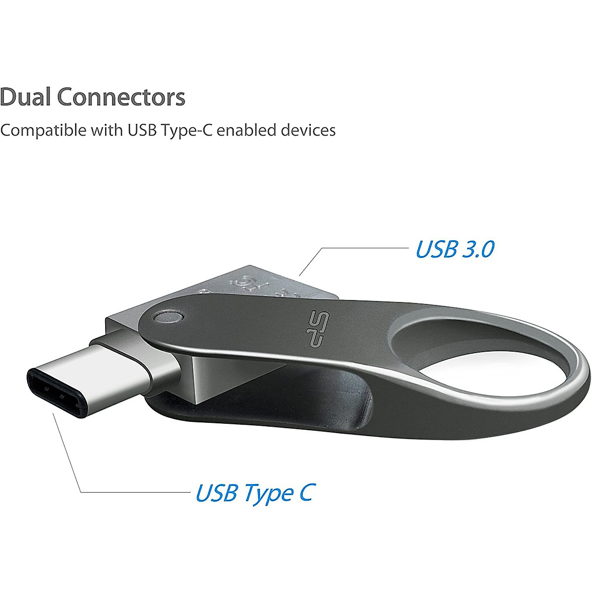 Silicon Power 32GB USB 3.0 (USB 3.1 Gen1) Type C Swivel Dual Flash Drive (SP032GBUC3C80V1S)