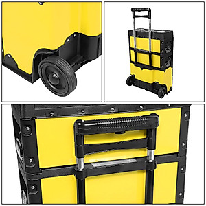 ‎DNA MOTORING TOOLS-00223 ‎19.5" x 28.5" x 12" 3-Tier Stackable Separate Hand Case Tool Boxes Trolley, 3-in-1 Storage Compartments,Yellow