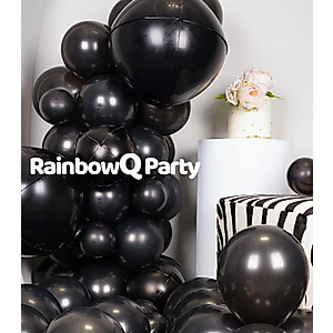 RainbowQ Party 78PCS Black Metallic Balloon Different Sizes 18/12/10/5 Inch Latex Shiny Chrome Helium Balloons Arch Garland Kit for Graduation Birthday Party Decorations