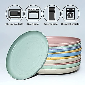 SHECIPIN 12 PACK 6 Inches Lightweight Mini Wheat Straw Plates,Reusable Plate Set Dishwasher & Microwave Safe,Unbreakable Deep Dinner Plates, Plastic Plates Reusable,They are easy to clean BPA free