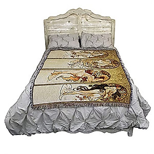 Pure Country Weavers The Seasons Vintage Fine Art Poster Blanket by Alphonse Marie Mucha - Gift Tapestry Throw Woven from Cotton - Made in The USA (72x54)