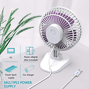 xasla USB Desk Fan with 3 Settings, Small Personal Quiet Desktop Fan with Strong Airflow & 40° Adjustable Tilt Angle, Portable Cooling Mini Fan for Desktop Office Home Bedroom (White)