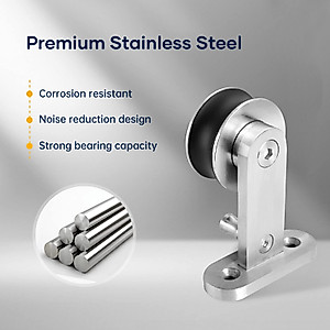 EaseLife 5 FT Top Mount Stainless Steel Sliding Barn Door Hardware Track Kit,Modern,Heavy Duty,Anti-Rust,Slide Smoothly Quietly,Easy Install (5FT Track Kit for 26"~30" Wide Single Door)