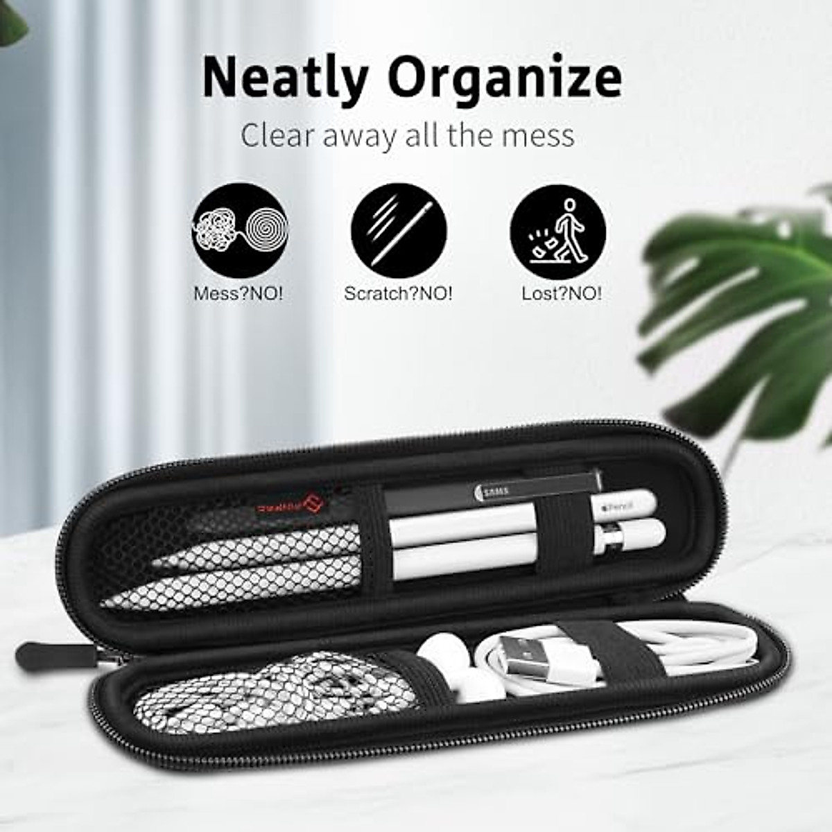 Fintie Pen Holder Case for Apple Pencil Pro, Apple Pencil (USB-C / 1st / 2nd Generation), Soft Neoprene Zipper Carrying Bag Sleeve Pouch for Samsung Stylus, Surface Pen, Moroccan Love