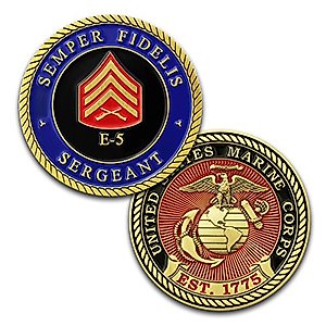 Marine Corps E5 Challenge Coin! USMC SGT Rank Military Coin. Sergeant Challenge Coin! Designed by Marines for Marines - Officially Licensed Product!