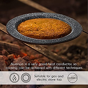 Kunefe Plate, Cooking and Serving Plates for Traditional Turkish Kunafa, Kadaifi, Kunafeh and Shredded Phyllo Kadayif Dough, Non-Stick Granite Dinnerware Tray, Dessert Plate Set of 3 (Small)