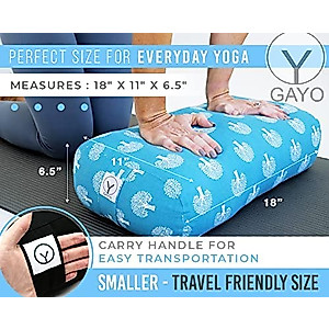 GAYO Yoga Bolster for Restorative Yoga- Made with 100% Cotton, Yoga Pillow Set includes Extra Washable Cover and Carry Bag, 18 x 11 x 6.5 inches