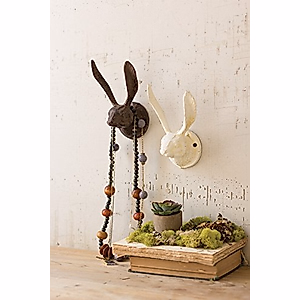 KALALOU Cast Iron Rabbit Wall Hook, One Size, Antique White