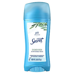 Secret Antiperspirant and Deodorant for Women, 24hr Sweat & Odor Protection, PH Balanced Protection, Gentle on Skin, Invisible Solid, Shower Fresh Scent, 2.6 oz
