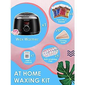 TOPHONIEX Waxing Kit, Wax Warmer for Hair Removal Wax Kit With Hard Wax Beans Wax Machine for All Hair Types, Eyebrows, Face, Legs, Nose, Bikini