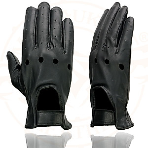 Milwaukee Leather SH247 Men's Black Leather Unlined Classic Style Driving Gloves - Medium