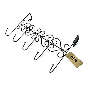 HUJI Sturdy Over The Door 5 Hooks Clothes Hanger for Coats Hats Belts Organization Storage for Office or Home (1 Pack, Over The Door Hanger)