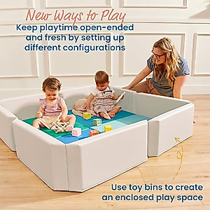 ECR4Kids SoftZone Play Patch Activity Mat and Toy Bins, Beginner Playset, Contemporary, 6-Piece