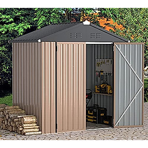 U-MAX 6 x 4FT Outdoor Storage Shed, Lockable Bike Shed,Garden Shed &Tool Shed for Backyard, Patio, Lawn