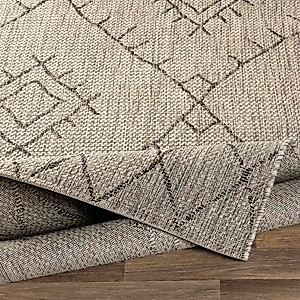 Mark&Day Outdoor Rugs, 3x12 Wijgeest Global Indoor/Outdoor Black Runner Area Rug, Non Shedding Black Beige Carpet for Patio, Porch, Deck, Bedroom, Living Room or Kitchen (2'7" x 12' Runner)