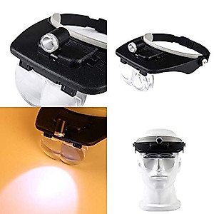 SFMZCM Headband Magnifier with Light, Head Mounted Magnifying Glasses for Close Work Magnifying Lenses