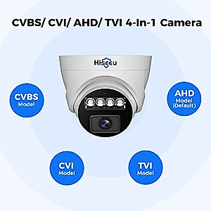 Hiseeu 5MP Analog/AHD/CVI/XVI 2560 TVL Wired Security Camera, Dome Comera for 5MP/1080P Analog Security Cameara System, Clear Night Vision up to 60ft, Remote Access Wall& Ceiling Mount