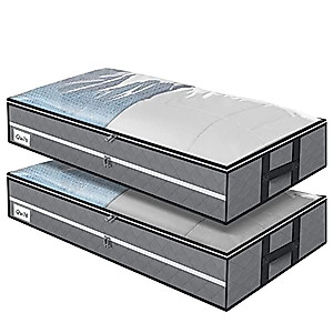 GARPROVM Under Bed Storage Bags, Organizer Container Clothes Storage Foldable Bags for Clothing, Sweaters, Comforter, Blanket, Pillows,Toys