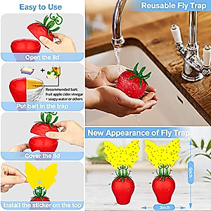 Fruit Fly Traps for Indoors,Effective Fruit Fly Killer Catcher Gnat Trap with Yellow Sticky Pads,Reusable Odorless Gnat Killer Fruit Fly Trap Comes with Fruit Fly Attractant for Home Kitchen (2 Pack)