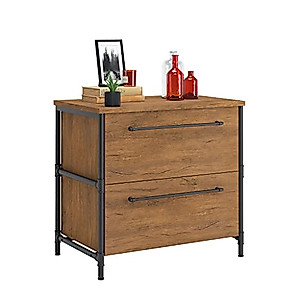 Sauder Iron City Lateral File, L: 31.50" x W: 20.00" x H: 30.00", Checked Oak Finish