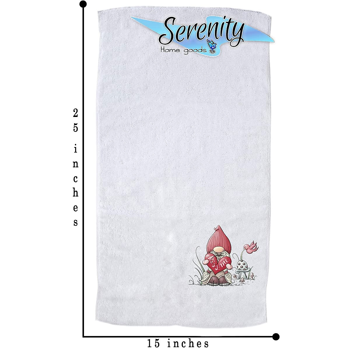 Decorative Kitchen and Bath Hand Towel | Valentines Day Kiss Me Gnome | Winter Valentine's Day Themed | White Towel Home Decor Bathe Tea Towels Decorations | House Warming Gift Present