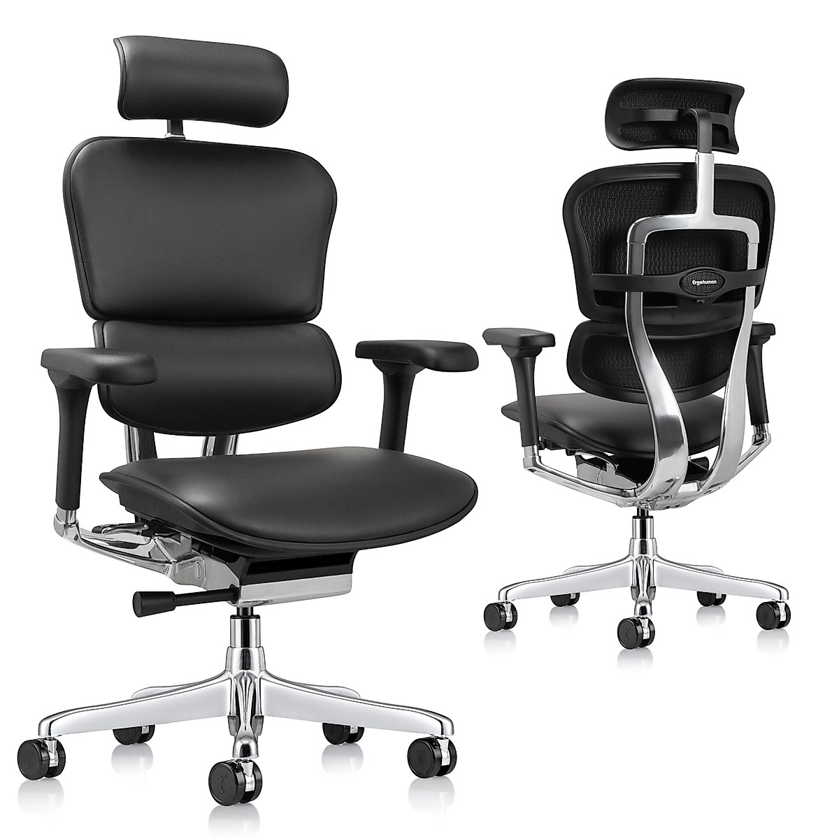 Ergohuman Eurotech LE9ERG Executive High Back Leather Swivel Chair - Office Chair with Tilt Tension Control, Tilt Lock, Back Angle & Height, Synchro Tilt, Seat Height & Depth, & Arm Height Adjustments
