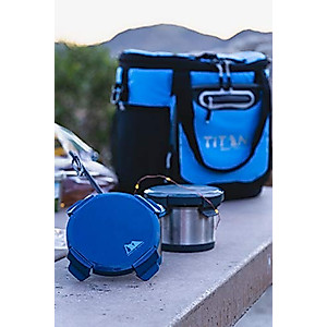 Arctic Zone Leak Proof Thermal Vacuum Insulated Food Jar Container with Safe & Easy 4 Lock Lid for Hot and Cold Food, 16oz Capacity - Blue