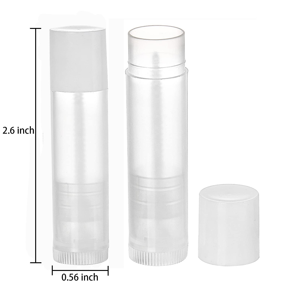 Bekith 100 Pack 5.5ml Clear Empty Lip Balm Tubes with White Caps
